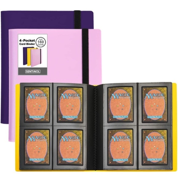 Other | Small Trading Card Binder Pink Yellow Purple 3 Pack 4 Pocket ...